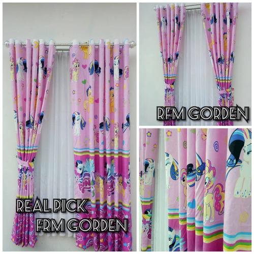 Jual sedia gorden karakter my litle poni pink#minimalis#gordeng#tirai ...