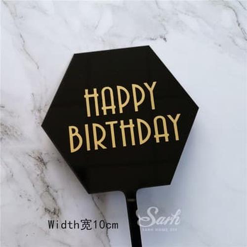 Jual topper warna hitam tulisan happy birthday lebar 10cm - Hitam ...