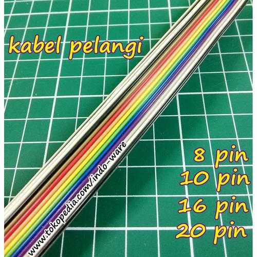 Jual Flat Rainbow Ribbon Cable 8P per meter Kabel pelangi 8 baris ...