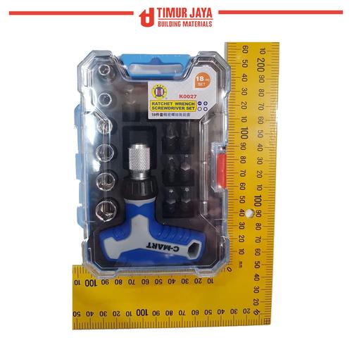 Jual 18 Pcs Ratchet Wrench Screwdriver Set C-Mart Tools Kunci Obeng ...