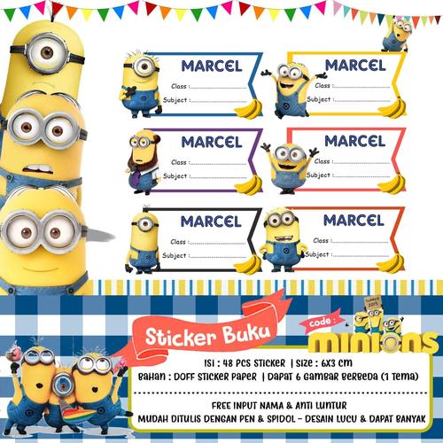 Jual Stiker Label Buku Anak Sekolah minions - Kota Bekasi - Clover ...