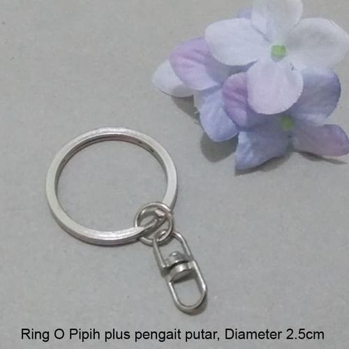 Jual ECER Ring Gantungan Kunci Pipih 2.5cm Plus Pengait Putar Satuan ...