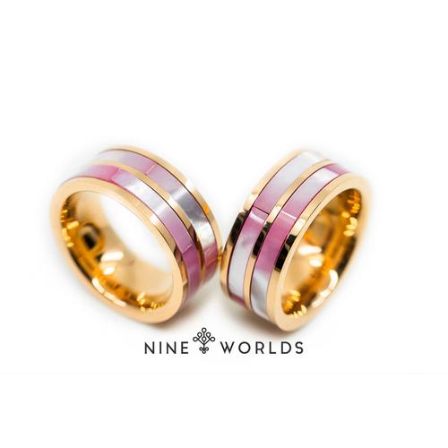 Promo Nine Worlds Ring cincin TUNGSTEN CERAMIC 18K CARBON LUME Pria ...
