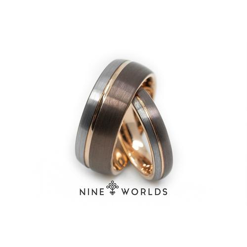 Promo Nine Worlds Ring cincin TUNGSTEN CERAMIC 18K CARBON LUME Pria ...