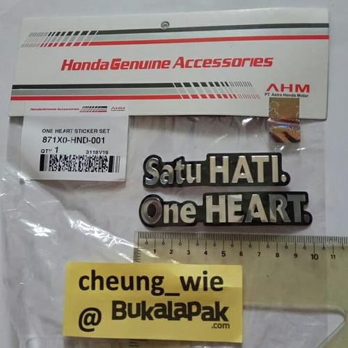 Jual Stiker Emblem One Heart Satu Hati ori AHM Vario,CBR, Sonic, Forza ...