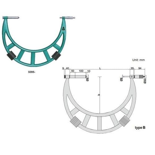 Jual Outside Micrometer W/ Extension Anvil Collar 700-800mm Insize 3205 ...