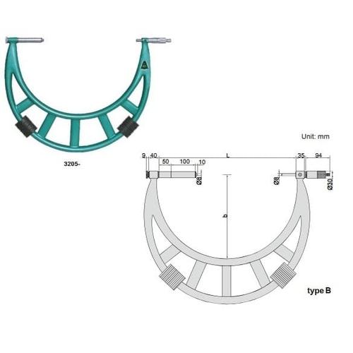 Jual Outside Micrometer W/ Extension Anvil Collar 500-600mm Insize 3205 ...