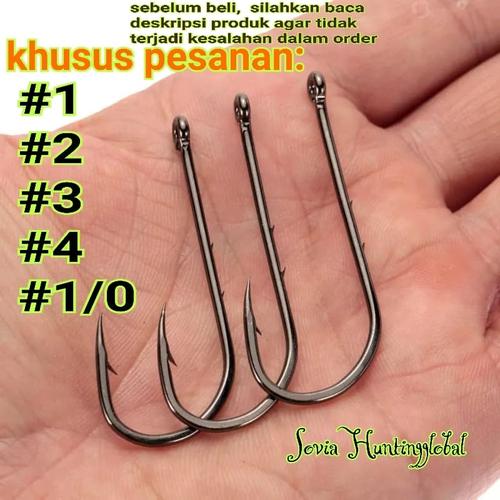 Jual mata pancing ikan atau kail mancing barbed baitholder hook #1 sd ...