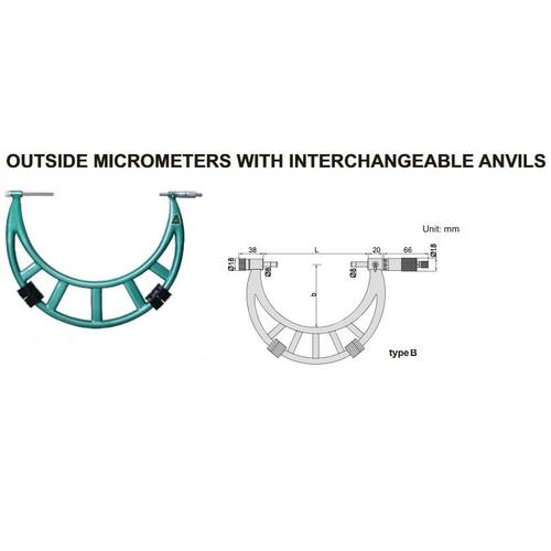 Jual Outside Micrometer W/ Extension Anvil Collar 500-600mm Insize 3206 ...