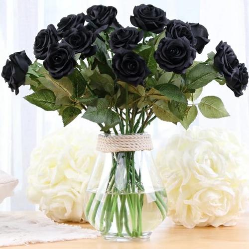 Jual Premium Bunga Mawar Artificial PU Latex Import-Black Rose-Hitam ...