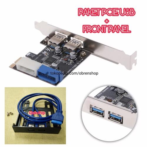 Jual PAKET PCIE USB 3.0 2 PORT WITH 20 PIN HEADER FRONT PANEL + FRONT ...