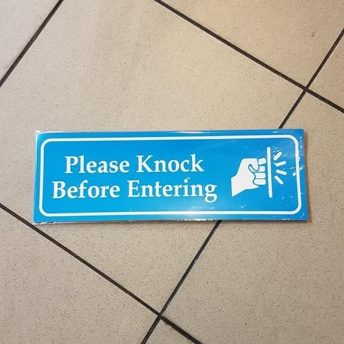 Jual SIGN LABEL STICKER K3 RAMBU PLEASE KNOCK BEFORE ENTERING 10X30CM ...