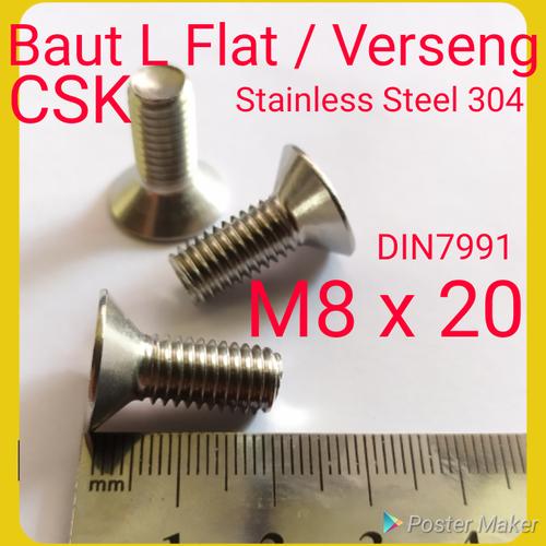 Jual Baut L Flat M8 x 20 Verseng SUS304 - Jakarta Timur - Mekanikautomation | Tokopedia