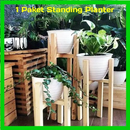 Jual 1 Paket Standing Planter / Standing Pot / Rak Pot Kayu Murah ...