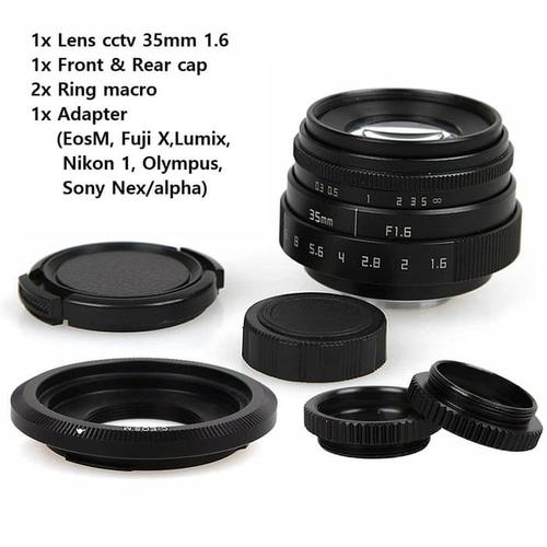 Jual Lensa mirrorless Fujian 35mm f1.6 CCTV Lens sony,eosm,nikon,m43 ...