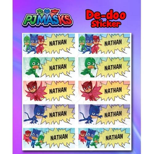 Jual Sticker Label Nama waterproof Karakter PJ MASKS - Jakarta Utara ...