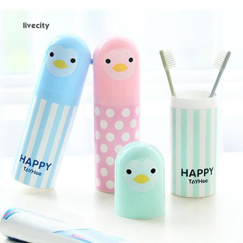 Jual Portable Cute Cartoon Penguin Toothbrush Toothpaste Holder ...