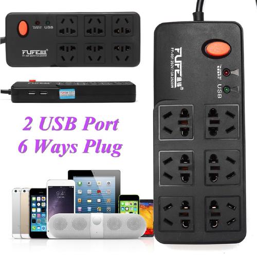 Jual DELTA 2 USB Charging Port 6 Way Outlet Cable Plug Sockets Power ...