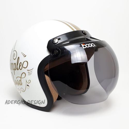 Promo HELM BOGO Kaca Bogo Ori Motif Simple Is Good Putih Glossy Full ...