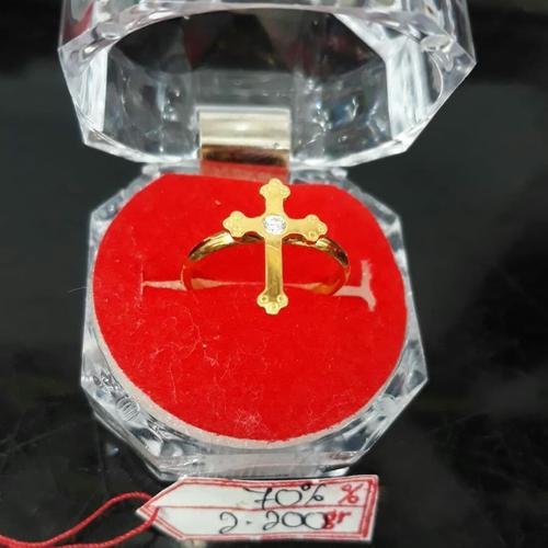 Jual Cp470F282F CINCIN EMAS KUNING SALIB PERMATA FASHION JESUS CHRIST ...