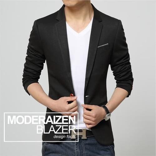 Promo BLAZER PRIA NEW MODERN AIZEN FULL BLACK SLIMFIT STYLE BAHAN HIGH ...