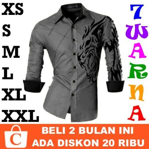 Jual Kemeja Pria Lengan Panjang Sablon Singa ABU X HIJAU TENTARA - XL ...