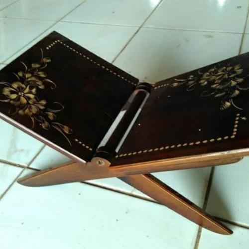 Jual Promo rehal meja lipat baca rekal alquran kayu jati motif bunga ...