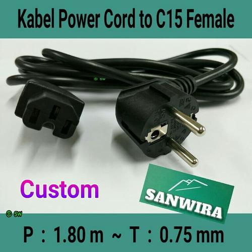 Jual Kabel Power Cord to C15 Female - P : 1.80 meter ~ T : 0.75 mm ...