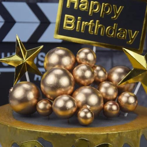 Jual Topper kue cake topper hiasan kue bola mutiara gold - Pink, 2 cm ...