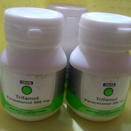 Jual Trifamol 500mg/paracetamol 500mg isi per botol 100kaplet warna ...