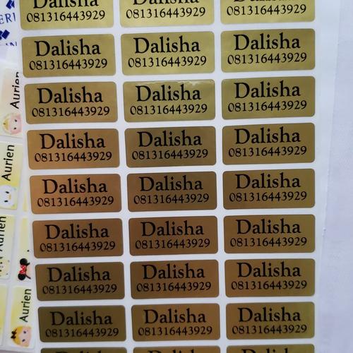 Jual Label Nama Stiker Waterproof Sticker anti air Gold emas Doft S M L ...