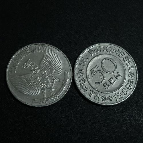 Jual Koin kuno antik Nominal Rp 1 atau 1 rupiah indonesia (2 Keping 50 Sen) - Kab. Tangerang ...