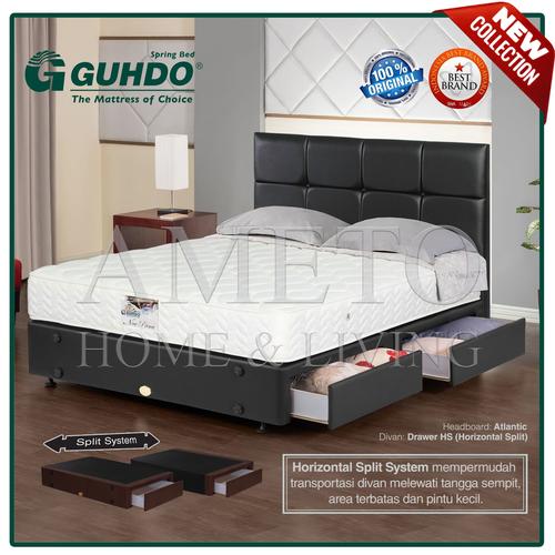 Jual Spring Bed Guhdo New Prima 160x200 cm BS Drawer HB Caserta - Full Set - Putih Hitam - Kota ...