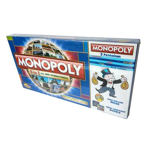 Promo Monopoly 5-in-1 Permainan Papan Monopoli Halma Ular Tangga Ludo ...