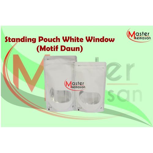Jual STAND POUCH PUTIH WINDOW DAUN /PLASTIK KLIP KEMASAN KOPI SNACK 14 ...