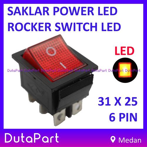 Jual Saklar Power Rocker Switch LED ON OFF 35mm x 21mm 6 PIN Kaki ...