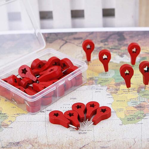 Jual 100 pcs Papan Gambar Peta Map Pin Map Pin Bahan Kayu Warna Merah ...