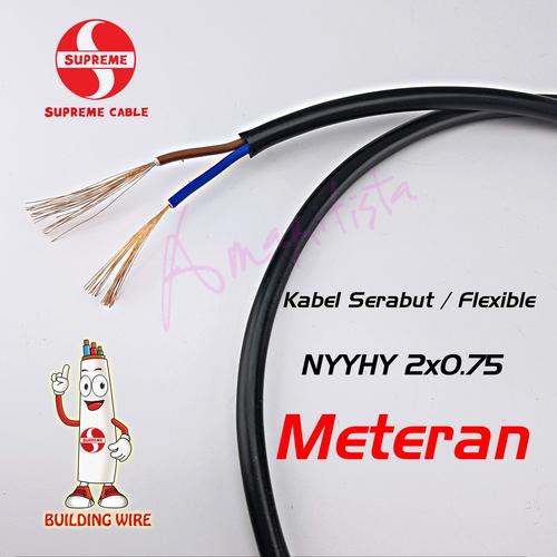 Jual Kabel Listrik Flexible Hitam NYYHY 2x0.75 SUPREME Serabut SNI *Meteran - Kab. Tangerang ...