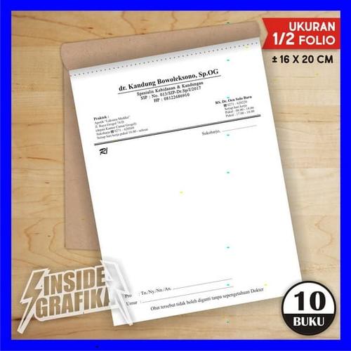 Jual Cetak Buku Resep Dokter Memo Recipe Obat Apotek Rangkap 1 Ply ...