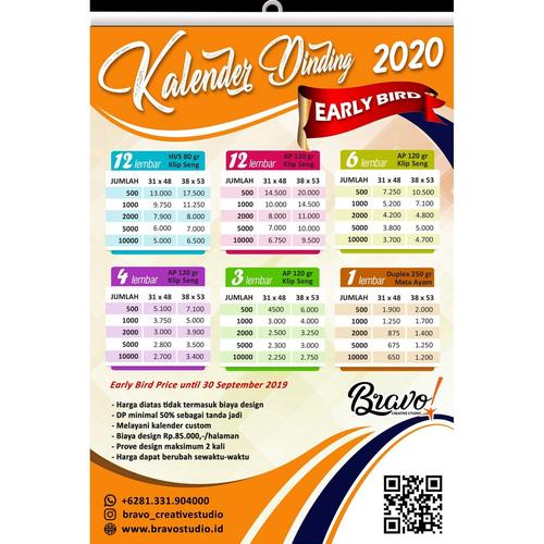 Jual Kalender Dinding 4 lbr uk 38x53 klem seng |Wall Calendar 2020 ...