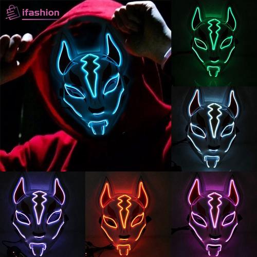 Jual Halloween LED Lighting Mask Scary Glowing Fox Rave Purge Festival ...