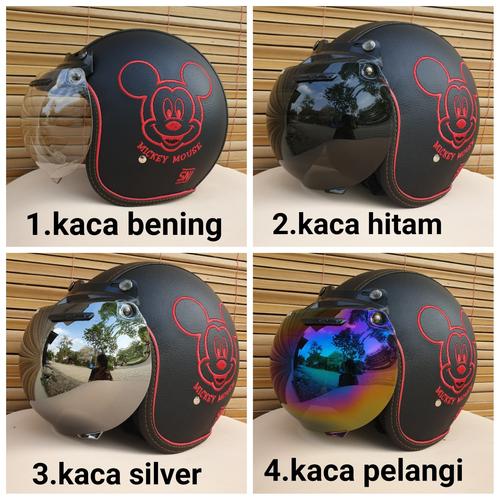 Jual Helm bogo dewasa gambar mickey mouse bordir warna hitam - 1.B MIK ...