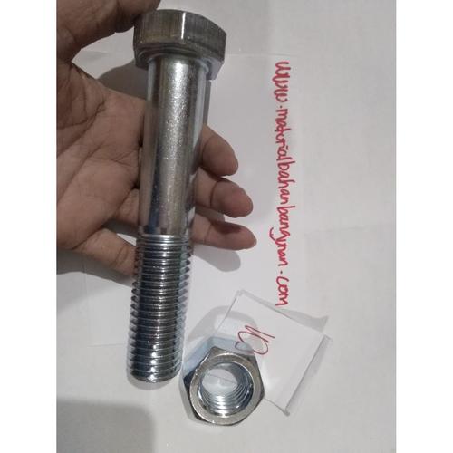 Jual mur baut putih m 24 x 130 mm hexagonal bolt nut galvanis ...
