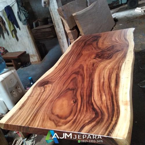 Jual meja trembesi solid, meja makan kayu utuh, meja makan minimalis ...