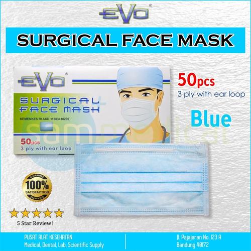Jual Masker Evo / Masker Earloop 3 Ply / Masker Wajah - Blue - Kota ...