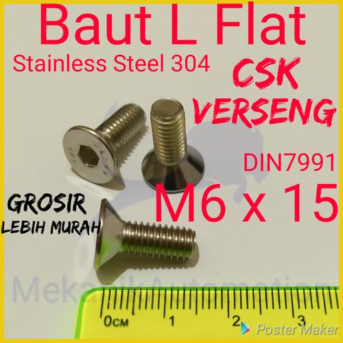Jual Baut L Flat M6 x 15 Verseng Stainless 304 - Jakarta Timur - MekanikAutomation | Tokopedia