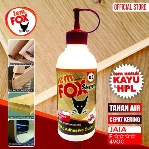Promo Lem Fox Putih Lem Kayu PVAc Super D3 Botol Plst Squeeze 500 gram ...