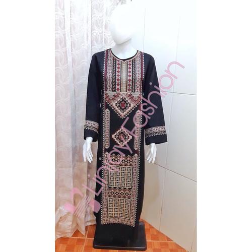 Jual GAMIS HITAM BORDIR / GAMIS ARAB / ABAYA HITAM BORDIR / BORDIR ...