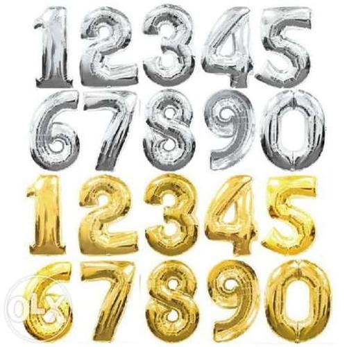 Jual Balon Foil Angka (warna biru, pink, gold, silver, merah) - Gold ...