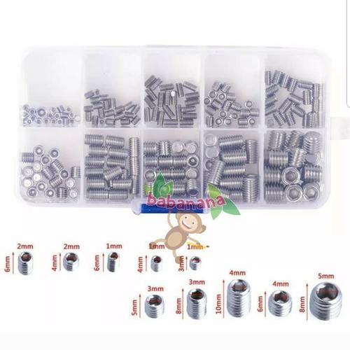 Jual 200pcs Stainless Steel Hex Socket Set Screw Grub Screws Assortment ...